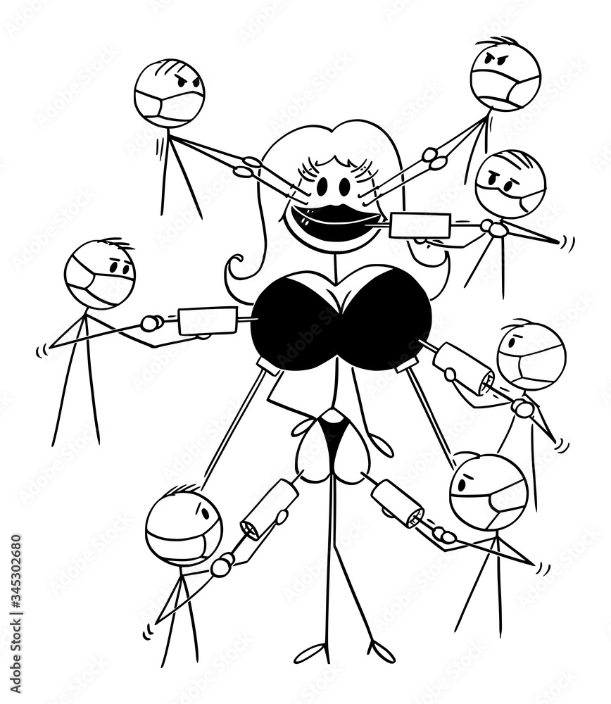 Vector Cartoon Stick Figure Drawing Conceptual Illustration Of Sexy