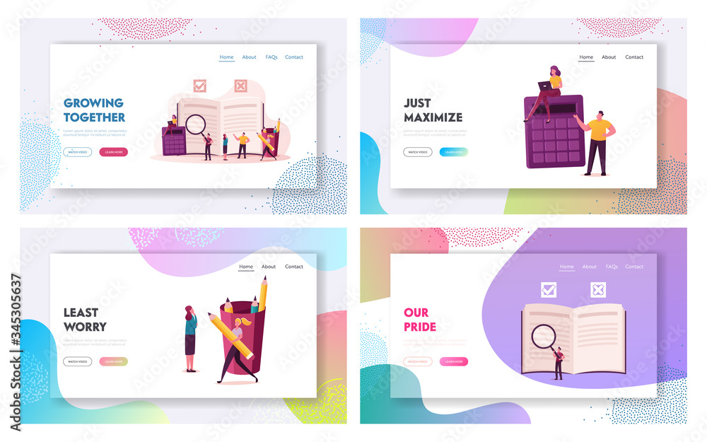 Regulation Landing Page Template Set. Tiny Characters Write Rules in ...