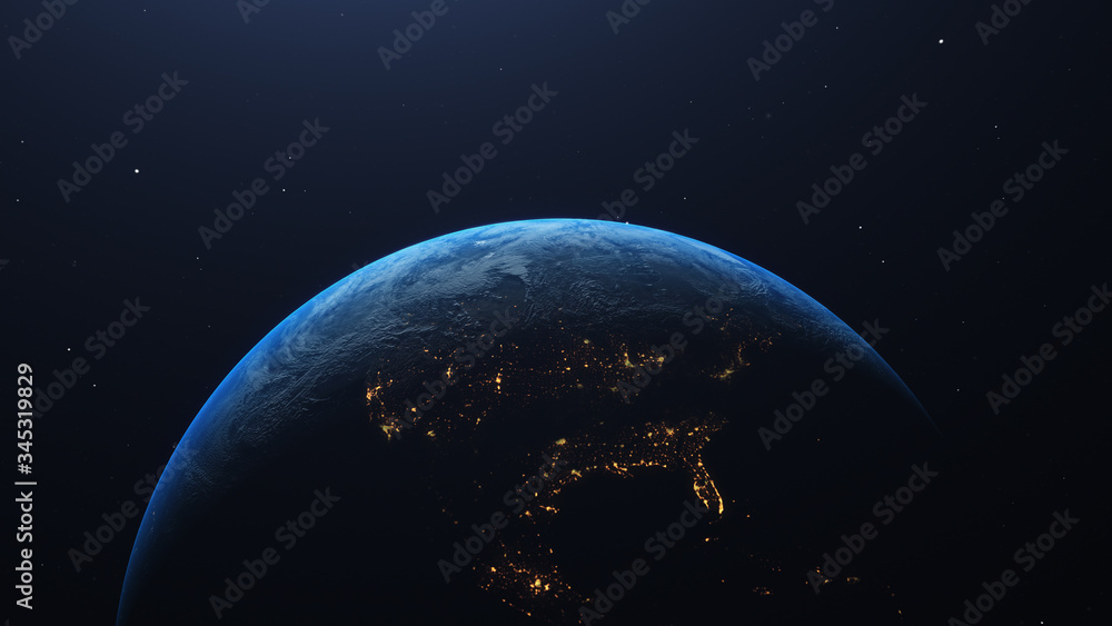 Earth at he night. Abstract wallpaper. City lights on planet ...
