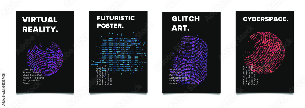 Poster Set of cyberpunk/ vaporwave/ synthwave style futuristic posters ...