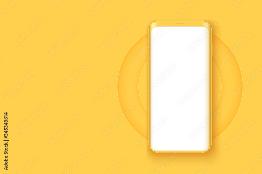 Smartphone layout presentation mockup in yellow color. Example ...