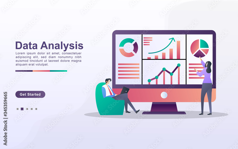 Data analysis concept. People analyze chart movements and business ...