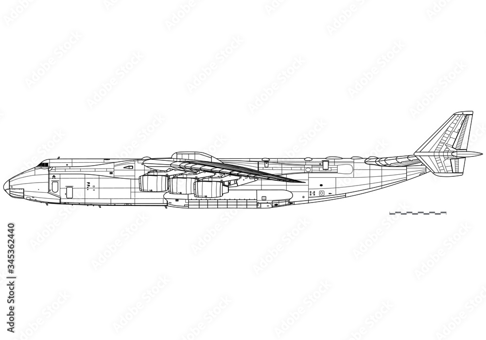 Vecteur Stock Antonov An-225 Mriya Cossack. Vector drawing of strategic ...