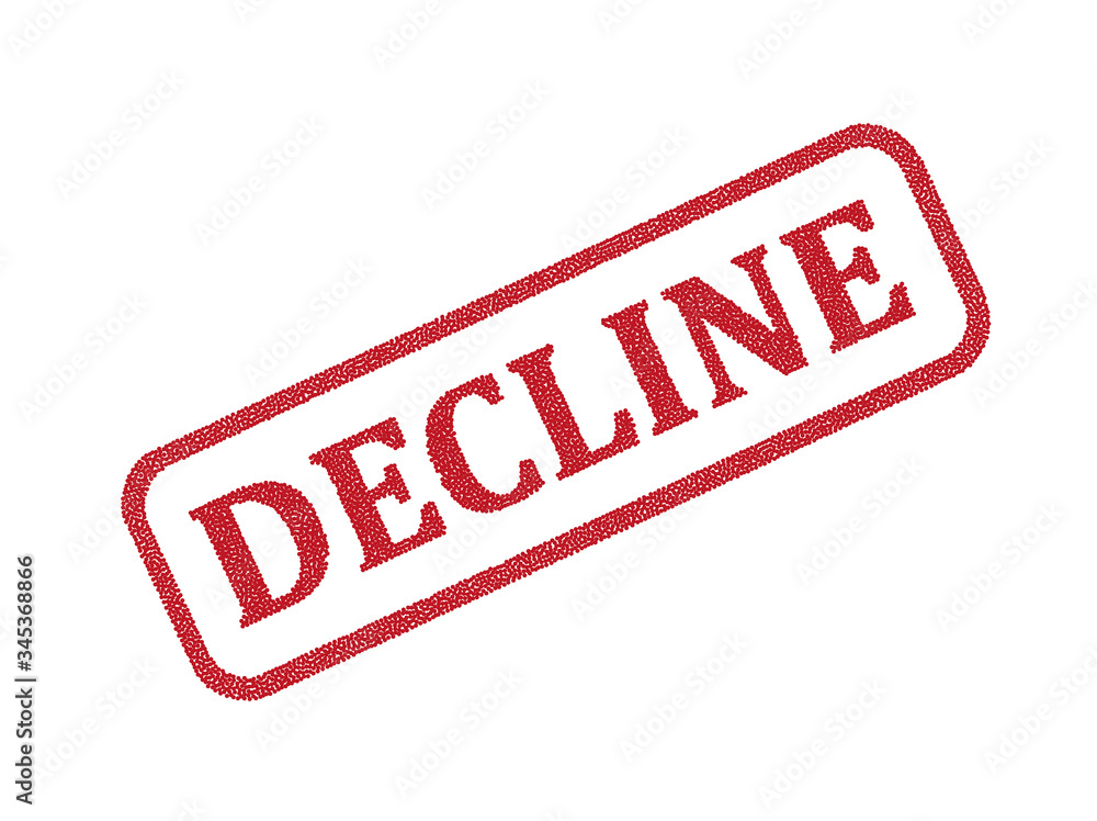 'DECLINED' red rubber stamp vector over a white background. Stock ...