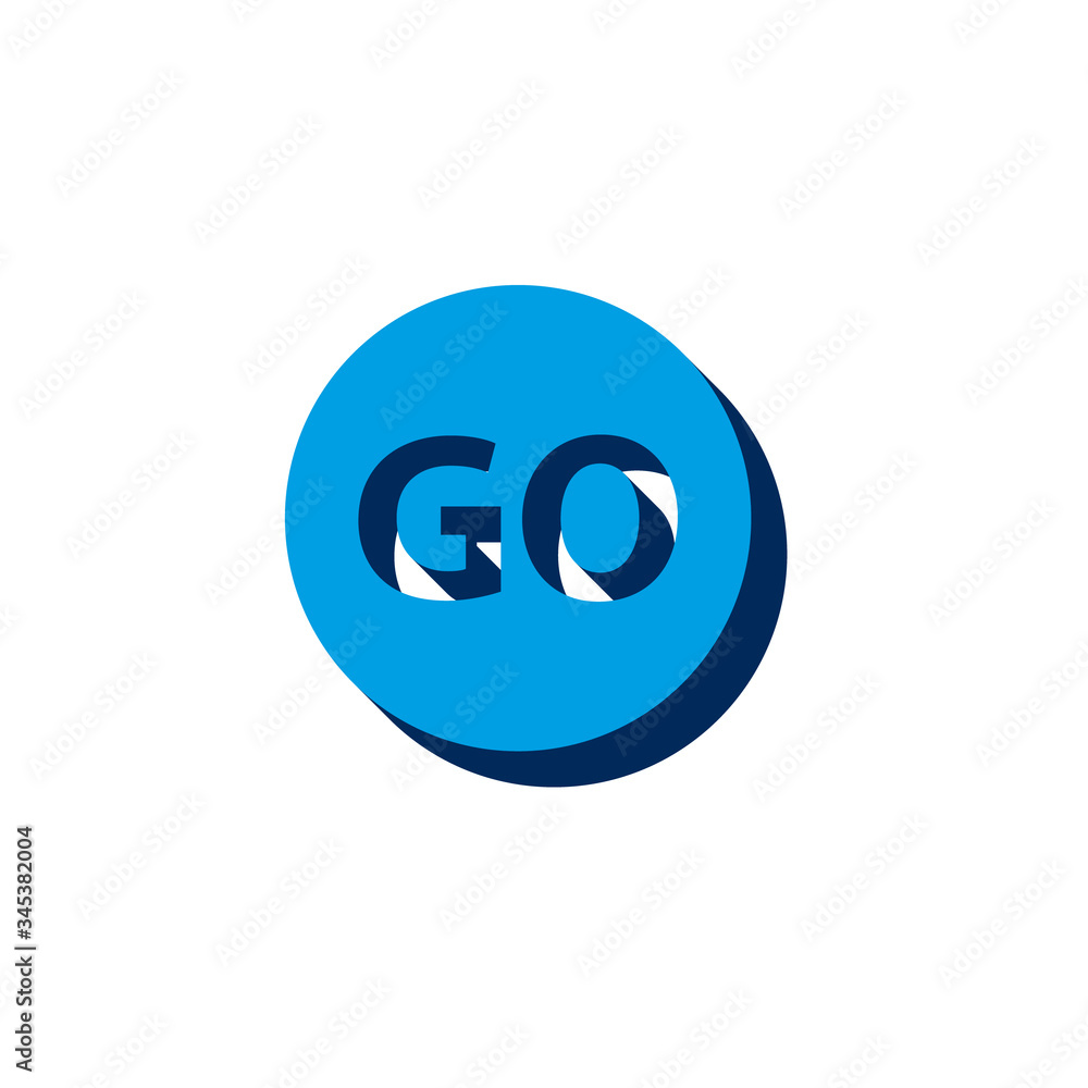 Vector icon go isometric. 3d sign isolated on white background. Stock ...