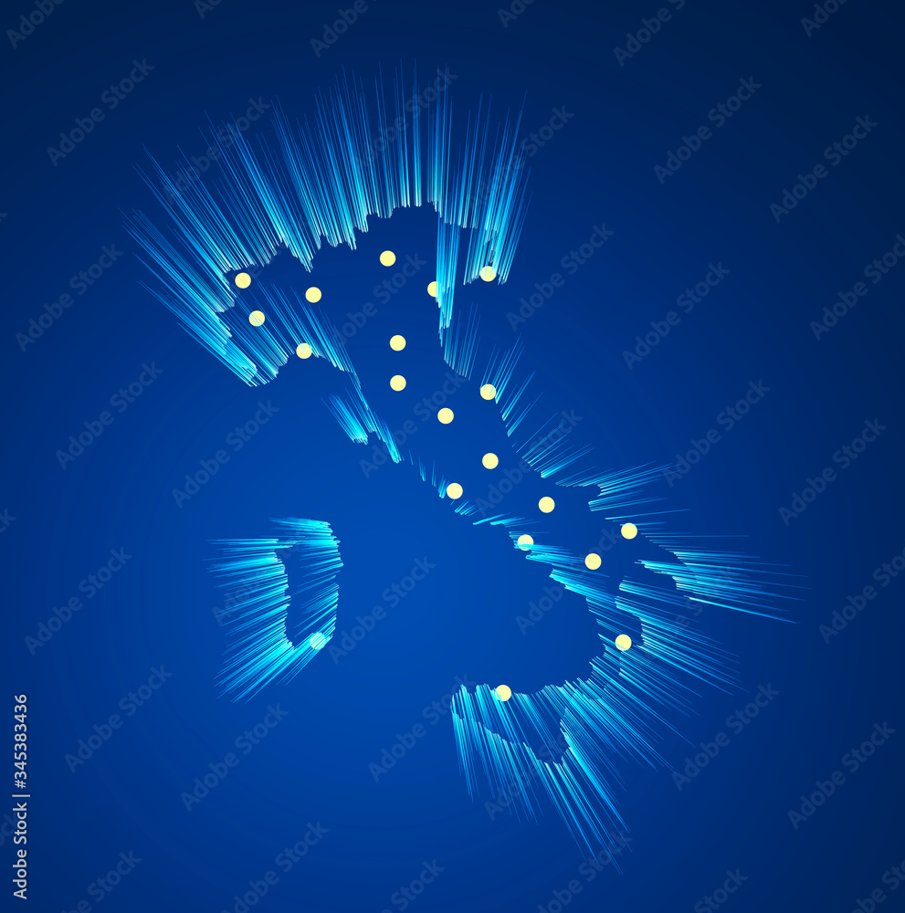 Ilustrace „Italy map, connections, network. Smart working ...