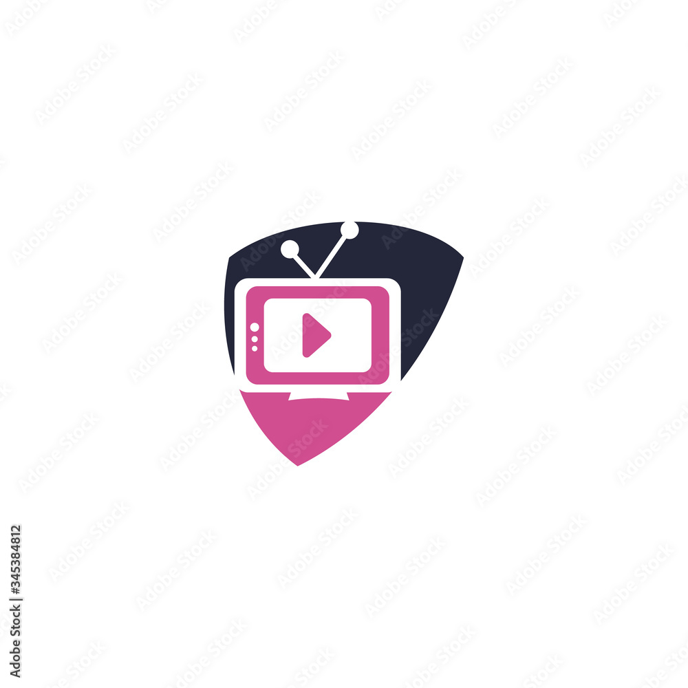 TV media shield shape concept logo design. TV Service Logo Template ...