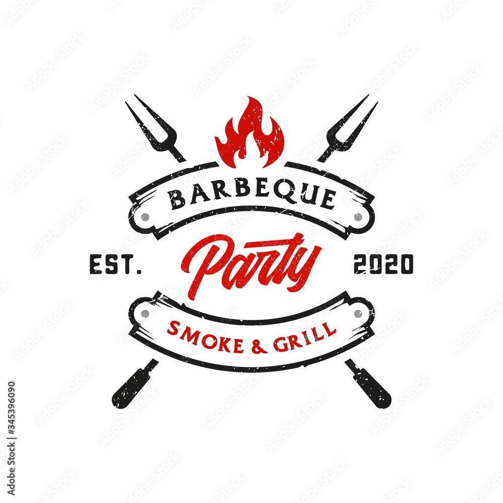 Vintage Retro Rustic BBQ Grill, Barbecue party, Barbeque Label Stamp ...