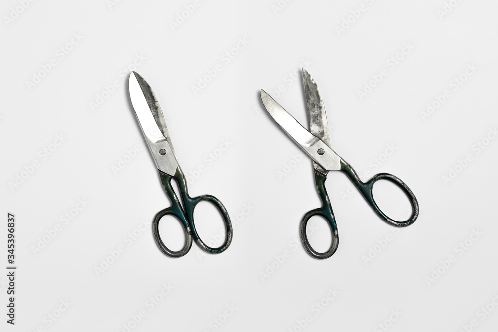 Tailor scissors-working tool and seamstress. Old used scissors from ...