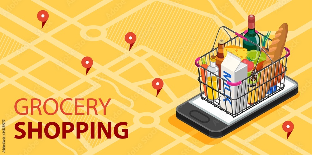 Poster Grocery shopping online concept – Tableau | Europosters