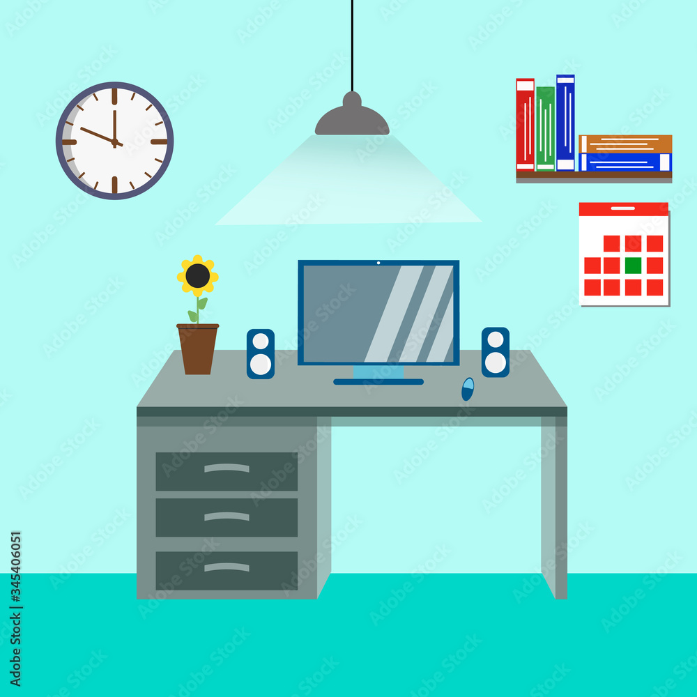 modern office interior. Vector cartoon image Stock Vector | Adobe Stock