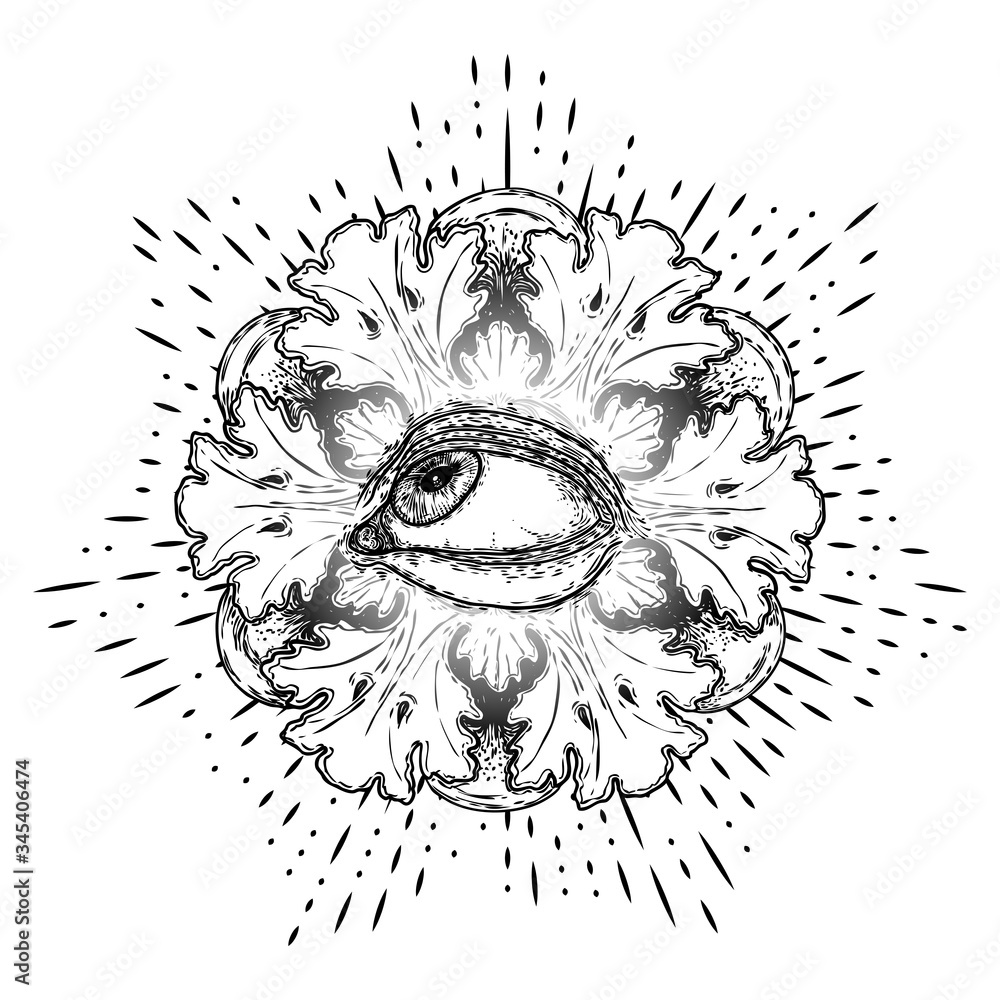 All seeing eye symbol element variation. Alchemy, religion ...