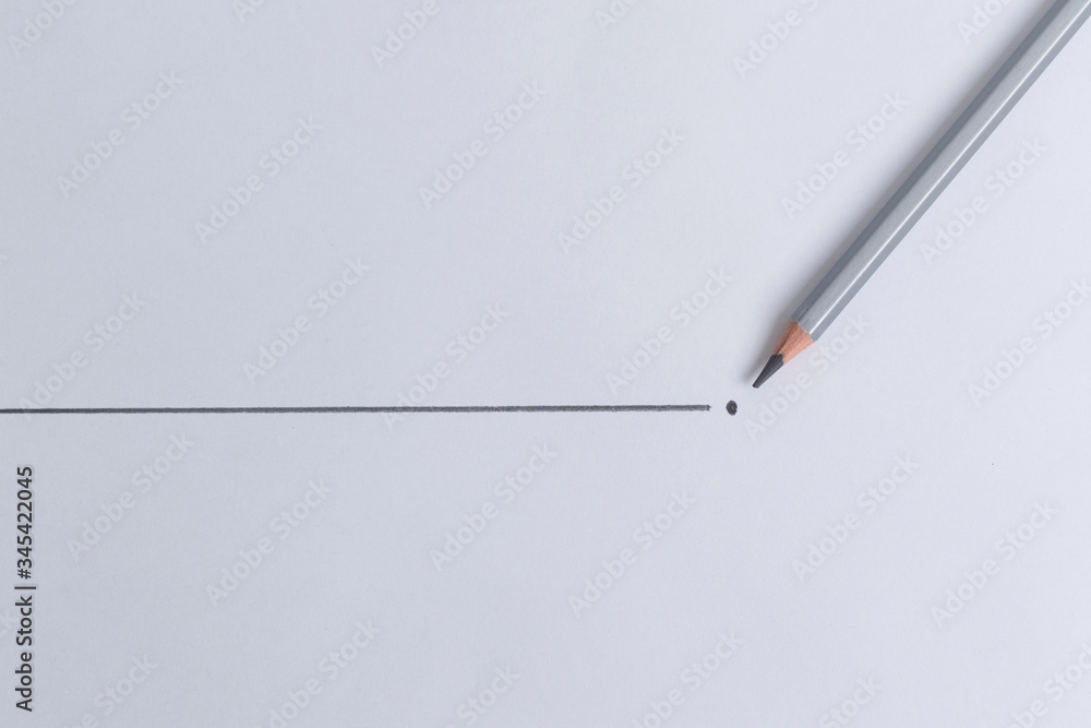 Pencil drawing with a straight black line on white paper. Stock Photo ...