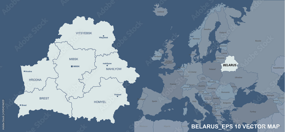 Fototapeta belarus map. vector map of belarus in europe country ...