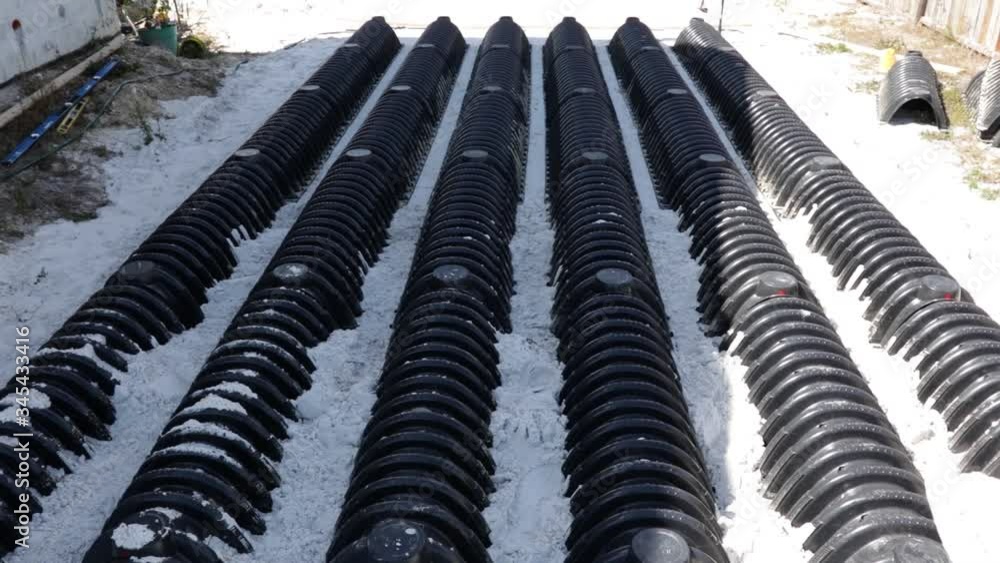 sewage system septic leach field under constructions or leachfield ...