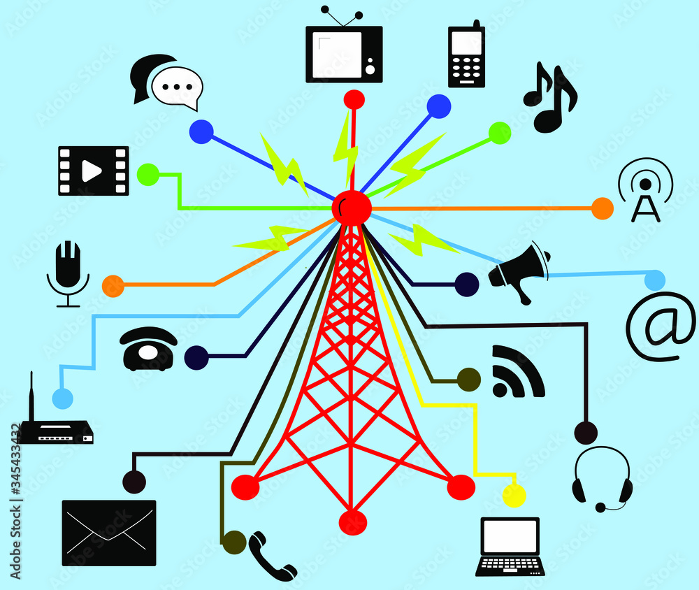 Telecomunicaciones, ilustración vectorial para conmemorar el día de las ...