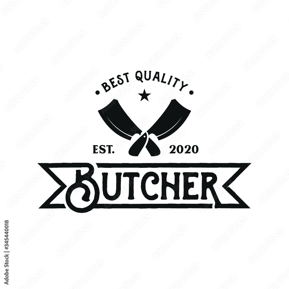 Vintage Retro Butcher shop label logo design Stock Vector | Adobe Stock