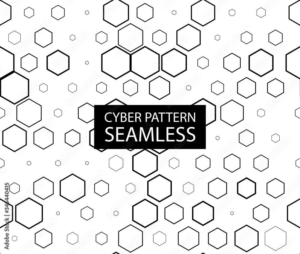 Seamless monochrome electronic pattern. Vector hexagon background in ...