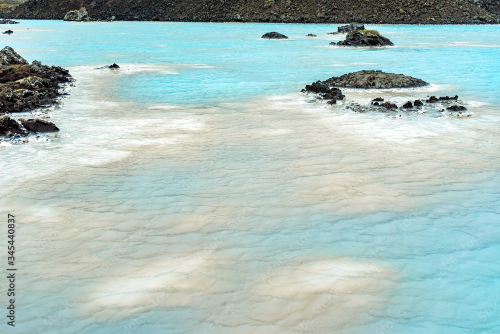 Turquoise colored water and sulfur texture at the blue lagoon near ...