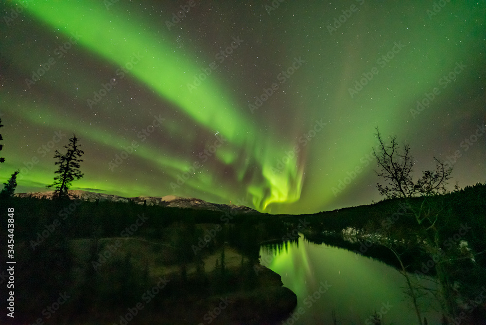 Aurora Borealis Northern Lights seen outside of Whitehorse in Yukon ...