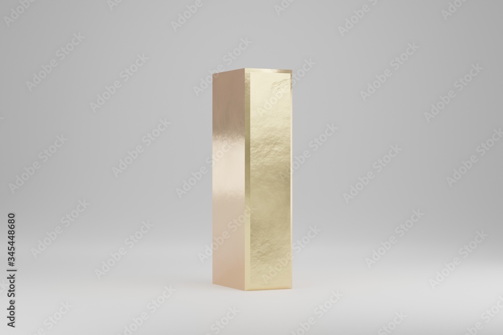 Gold 3d letter I uppercase. Golden letter isolated on white background ...