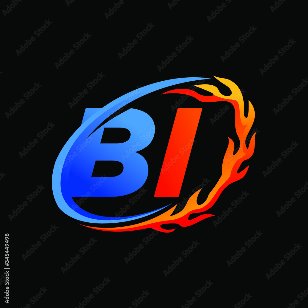 Initial Letters BI Fire Logo Design Stock Vector | Adobe Stock