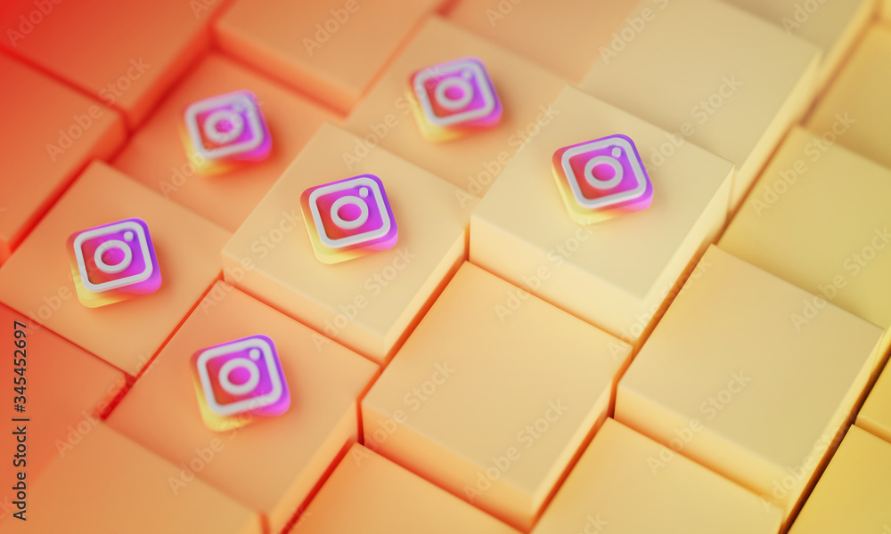 Instagram Logo on Cubes. Social Media Background 3D Rendering Stock ...