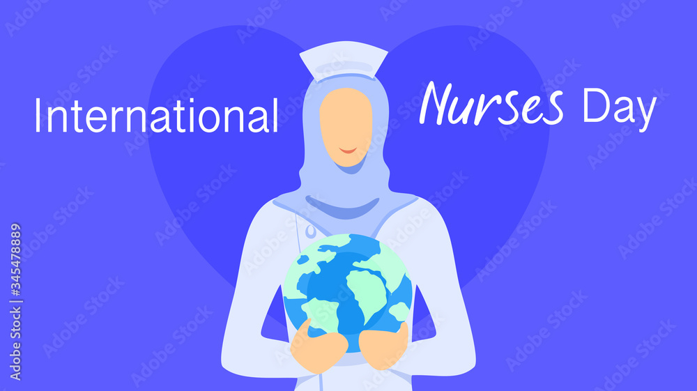 International nurses day theme : 12 May 2020, A woman Muslim nurse ...