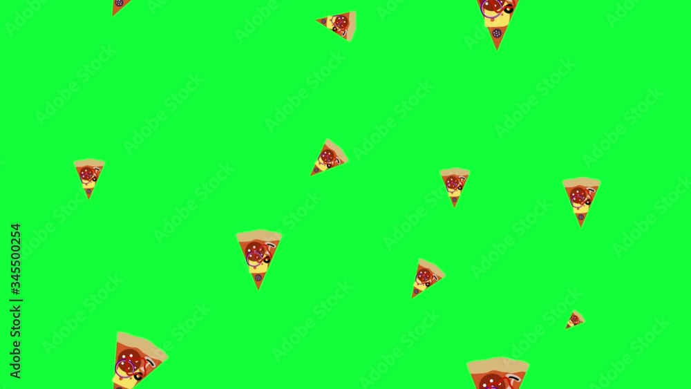 Slices of pizza looping animation elements on green screen chroma key ...