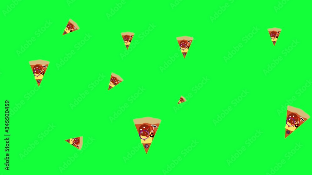 Slices of pizza looping animation elements on green screen chroma key ...