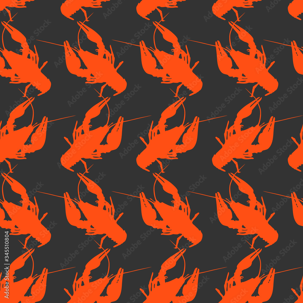 Seamless pattern with crayfish. Endless crawfish background. Vector ...