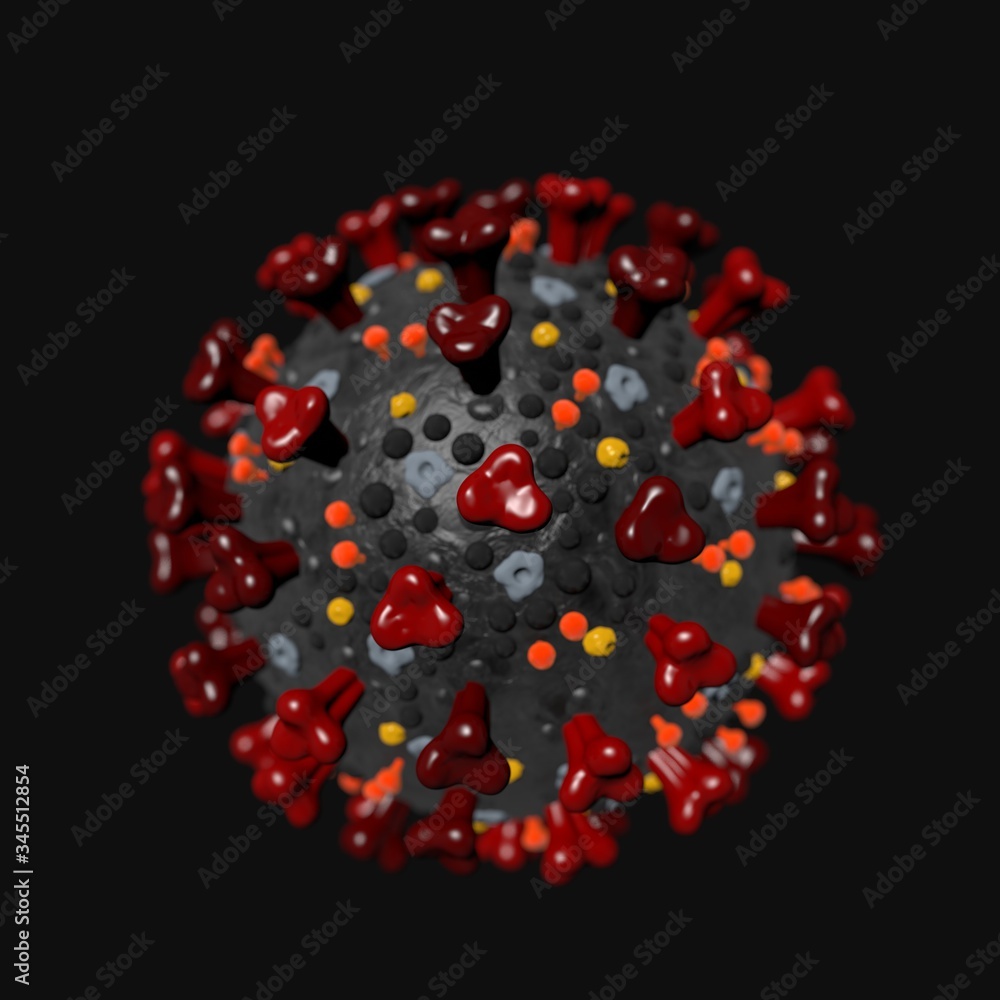 COVID-19 coronavirus 3d image. Abstract electron microscopic imge of ...