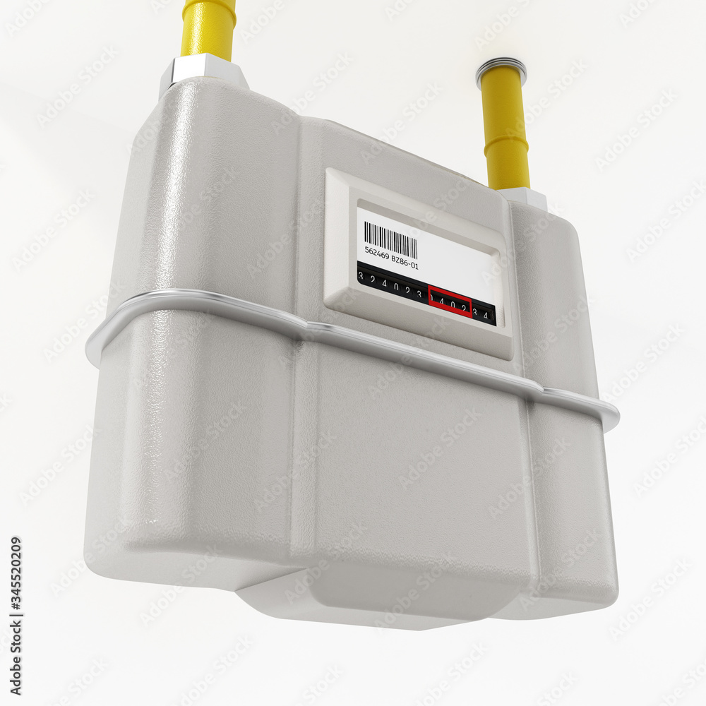 Natural gas meter isolated on white background. 3D illustration Stock ...