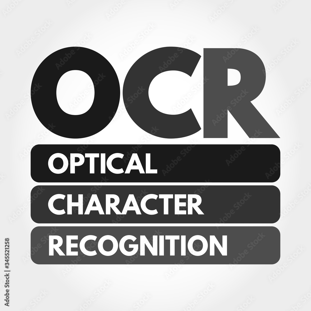 OCR - Optical Character Recognition acronym, technology concept ...
