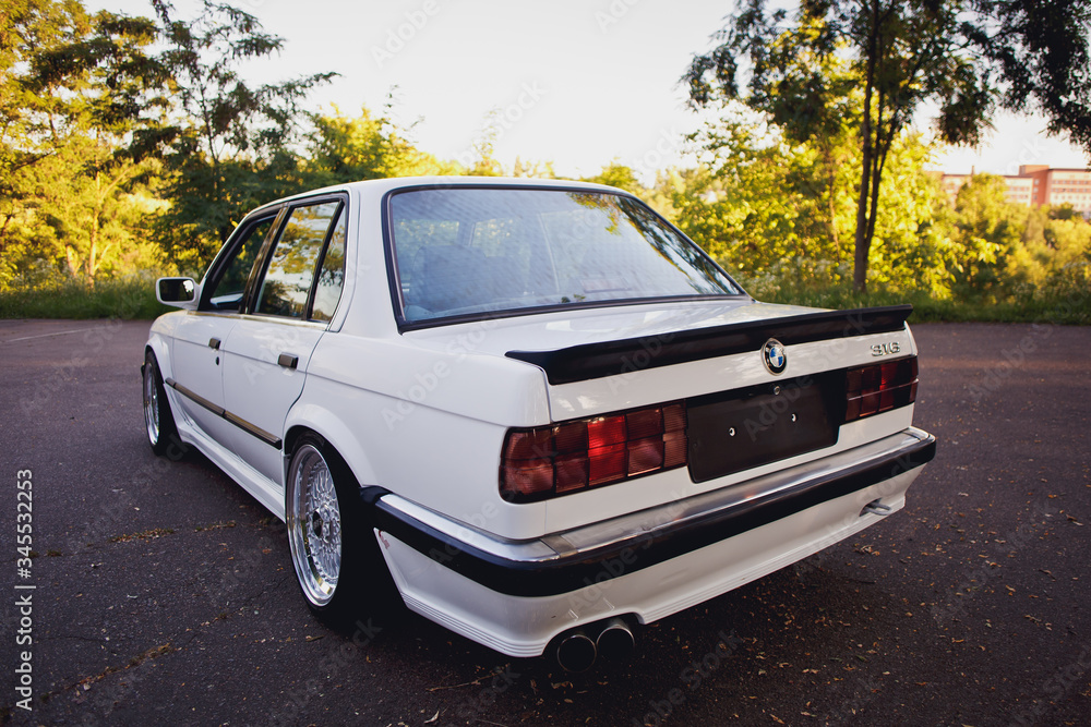 Original BMW M3 e30 outdors rear view. Stock Photo | Adobe Stock