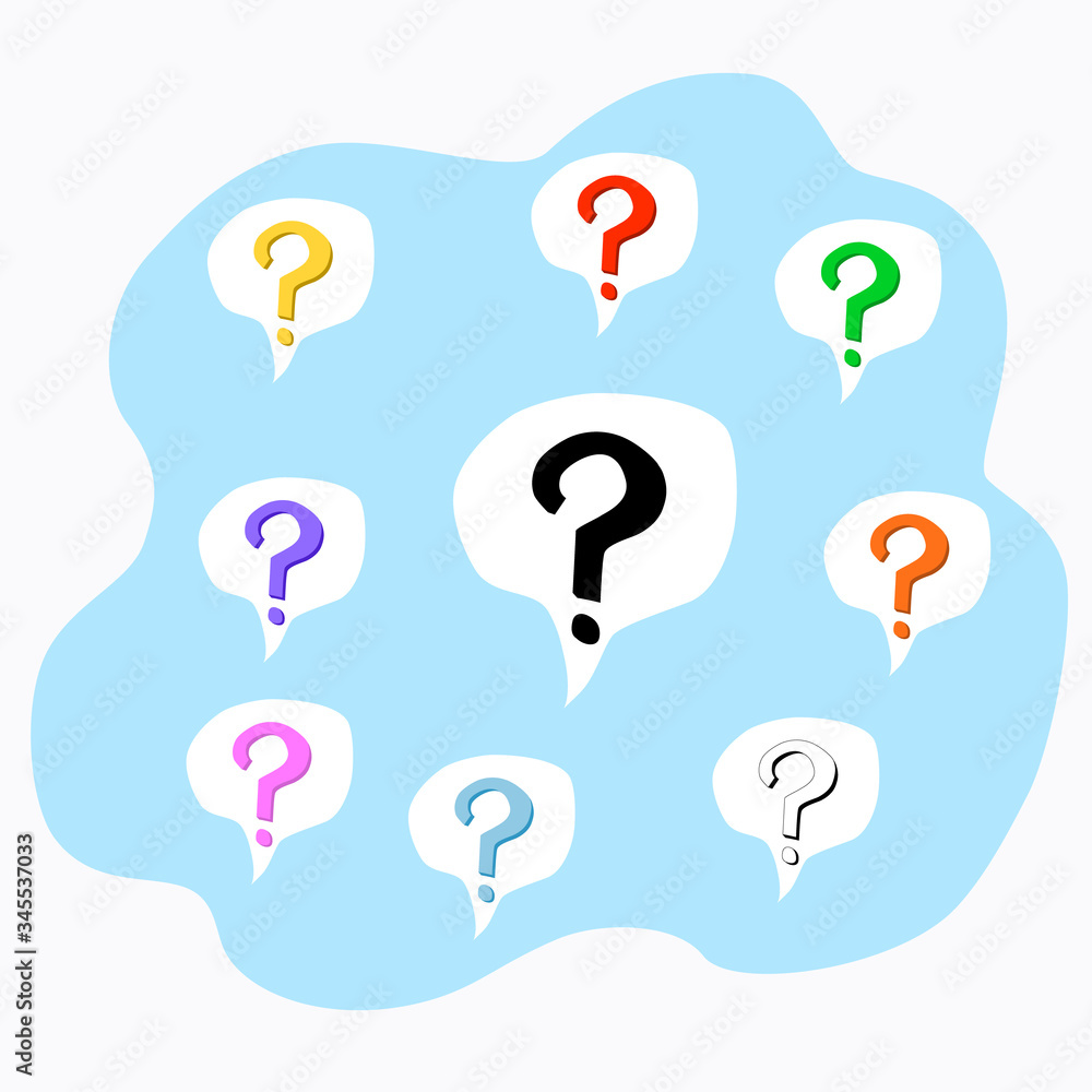 Multi-colored question marks in speech bubbles. The concept of asking ...