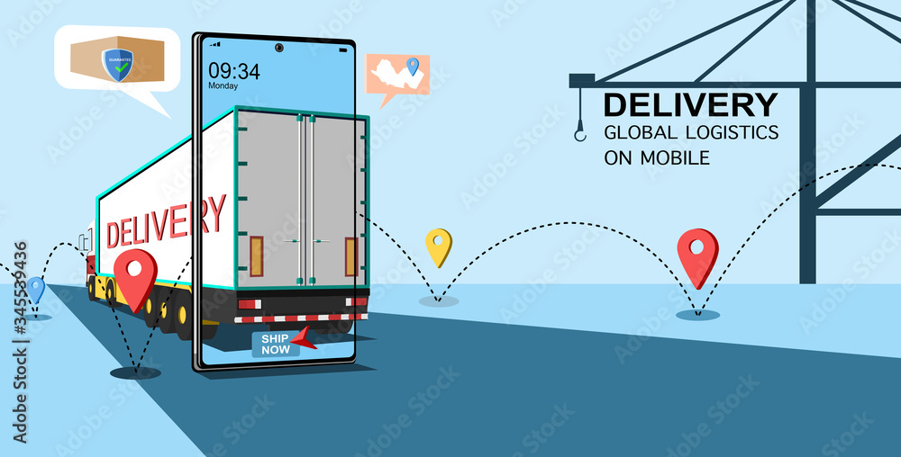Online delivery global logistics concept. Delivery home and office ...