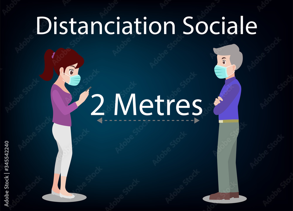 Stockillustratie affiche concernant les distanciation sociales entre ...