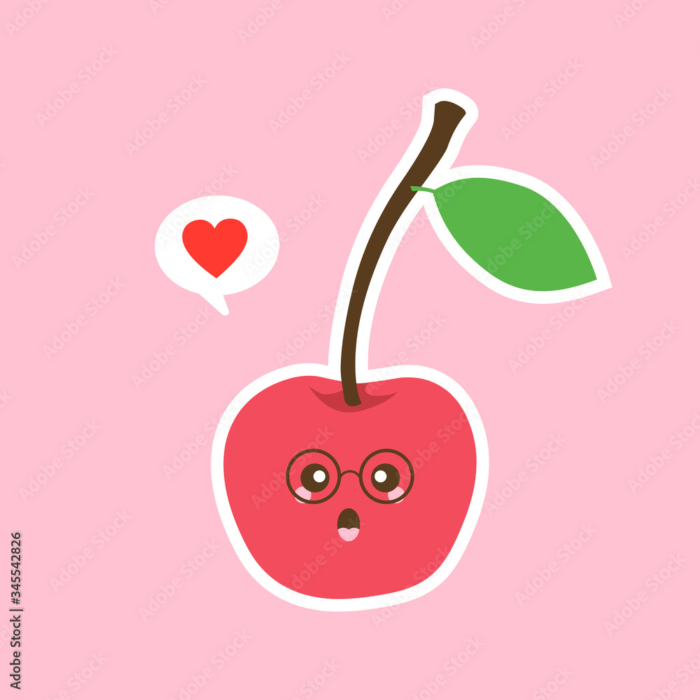 Emoji cherry vector. Cartoon cute fruit emoticons. Cherry characters ...