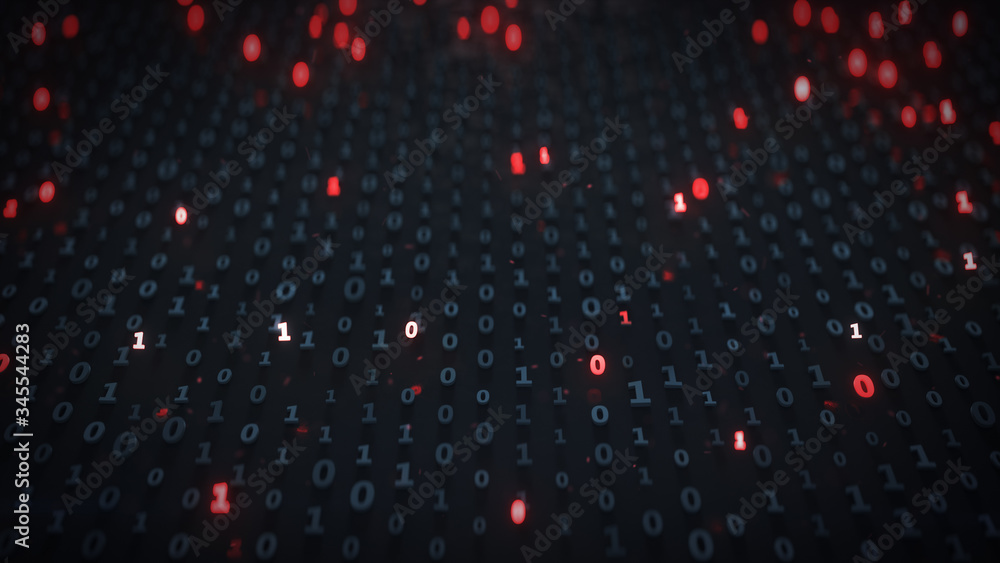 Binary code array with zeros and ones 3D render Stock Illustration | Adobe Stock