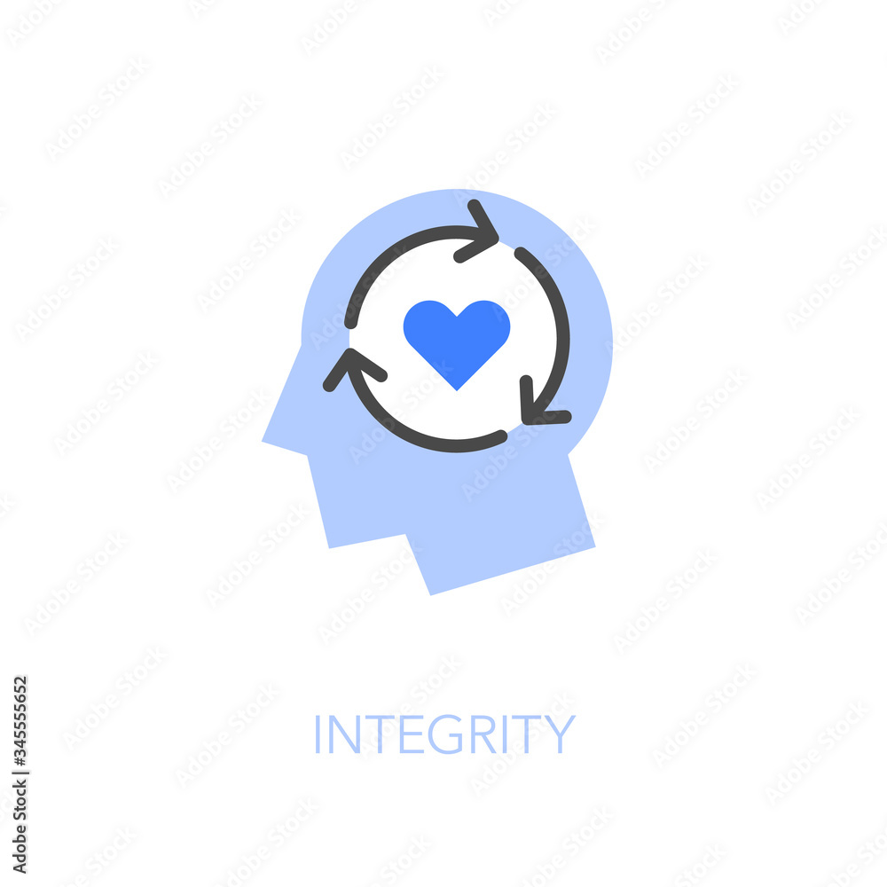 Poster Integrity in the workplace symbol with a human head and a heart ...