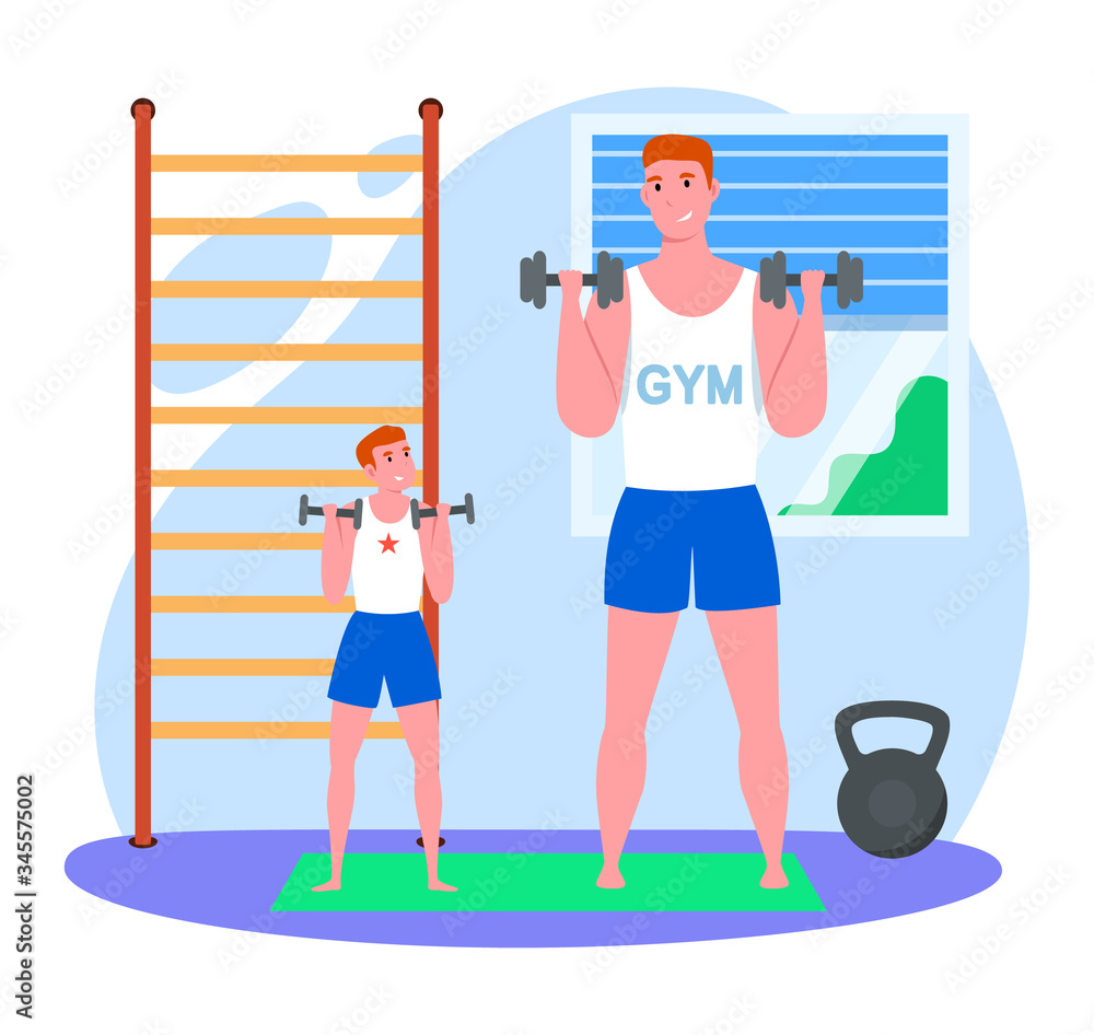 Father time with son vector illustration. Cartoon flat dad and boy ...