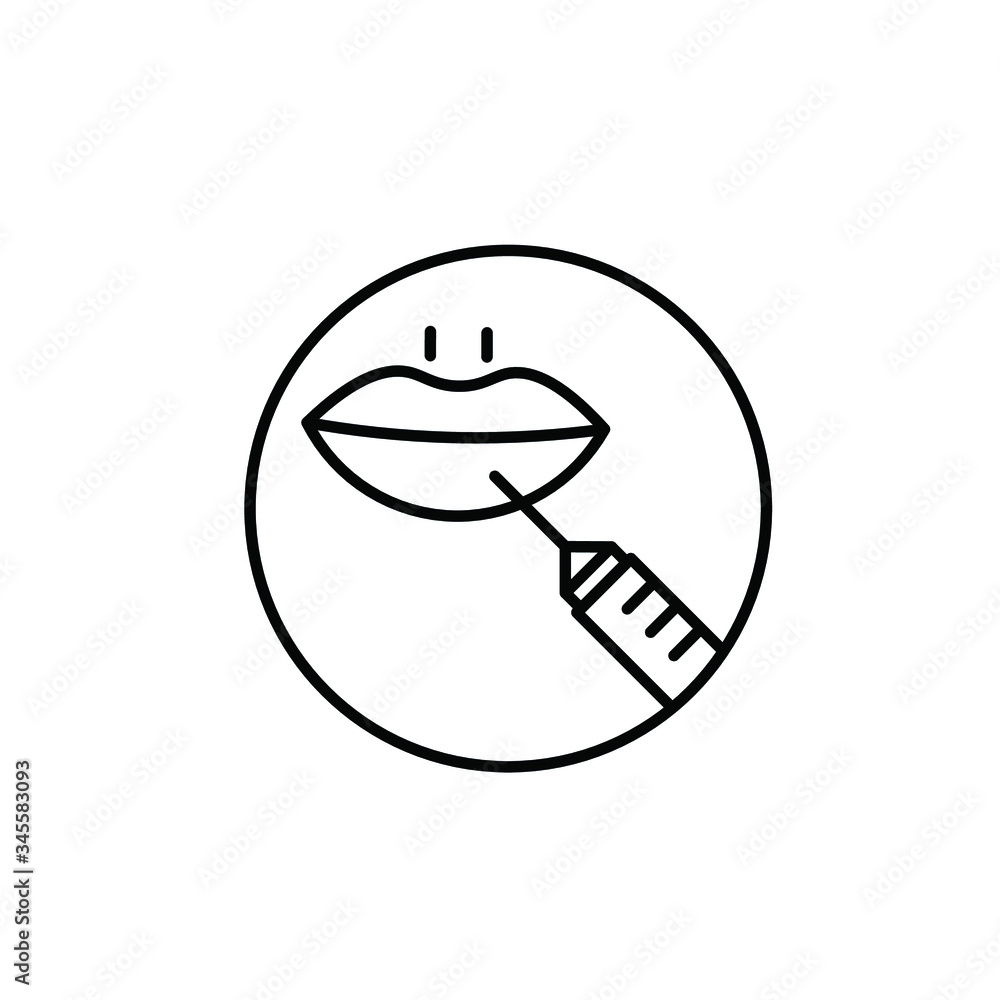 lip contour, botox injection on the lips with a syringe. cosmetic ...