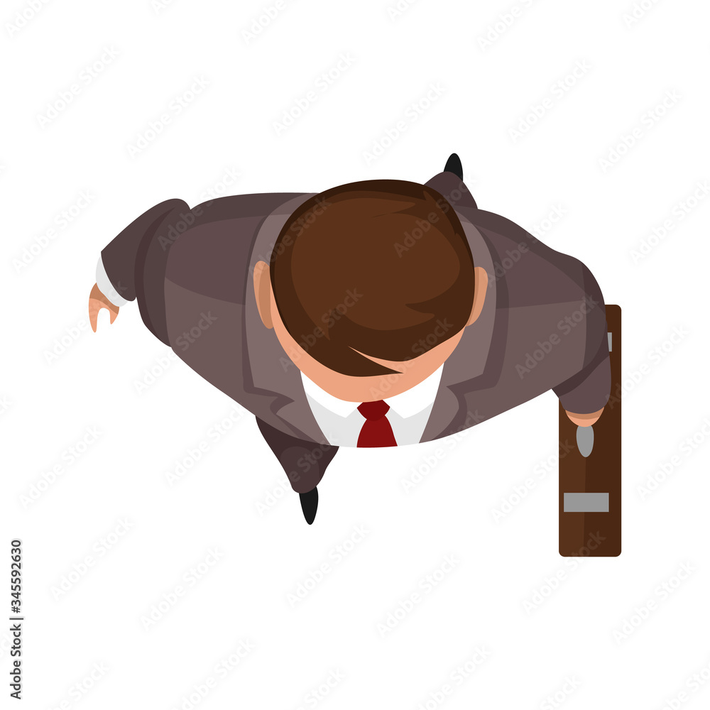 Top View People. Businnesman with bag on white background from top view ...