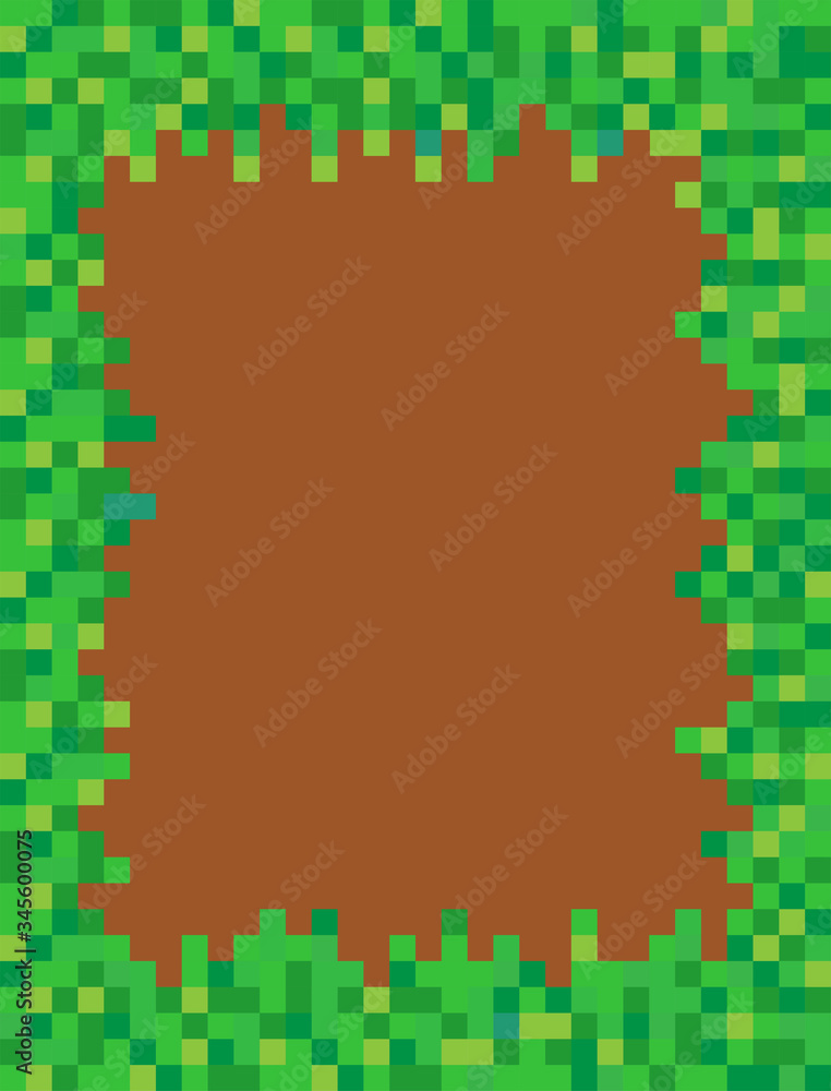 Abstract square pixel mosaic background illustration. Grass and ground ...