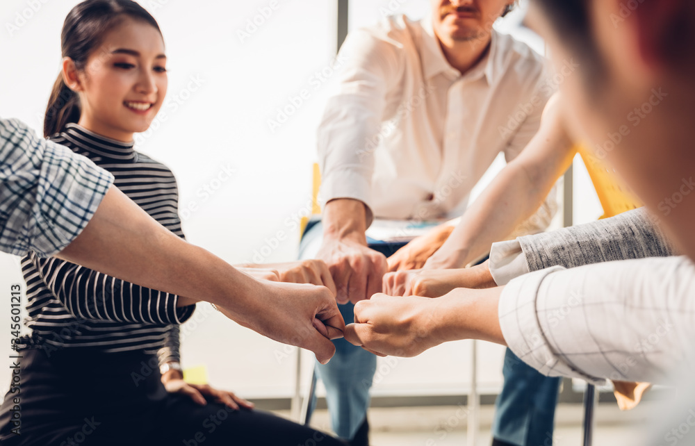 Panoramic teamwork business join hand together concept, Business team ...