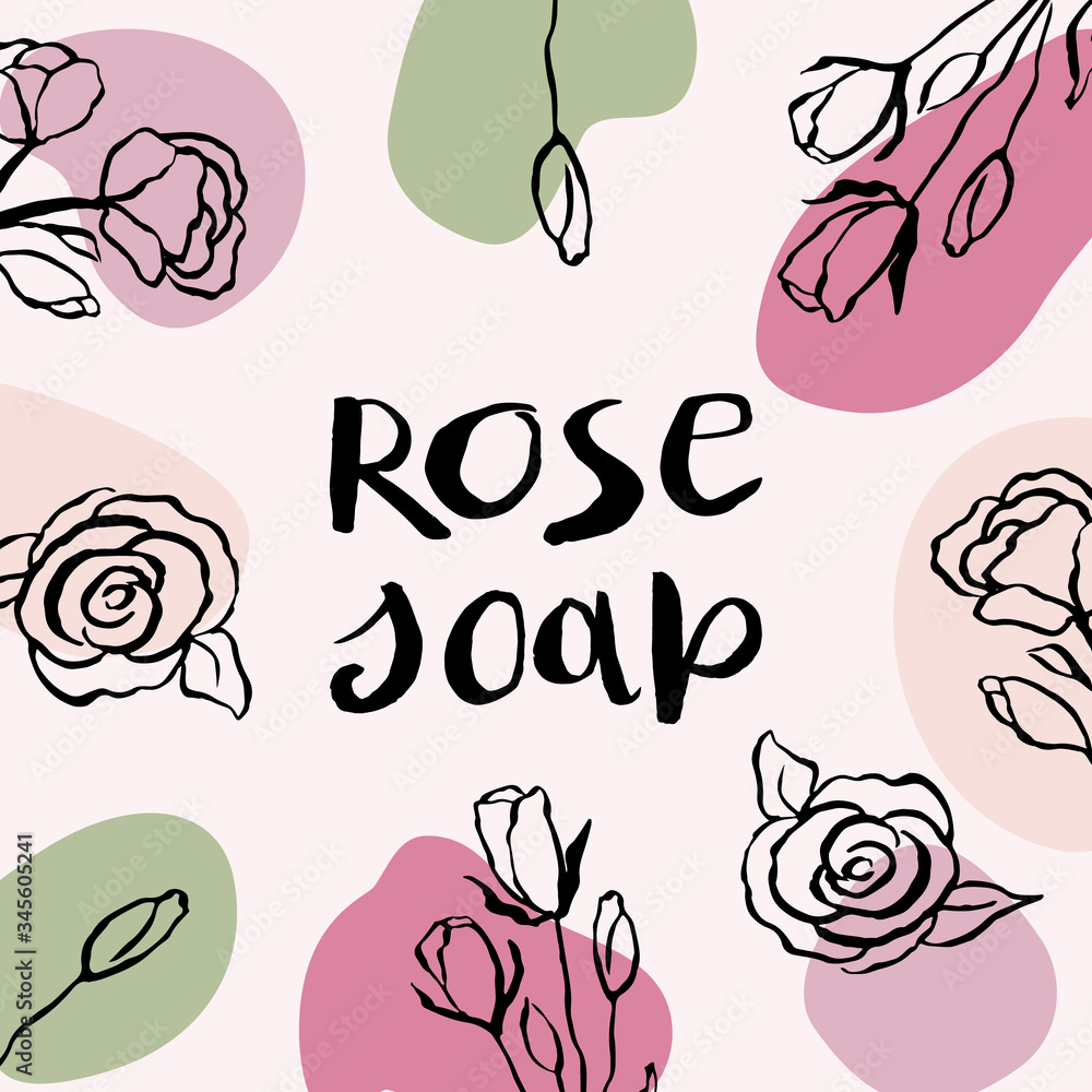 Vector packaging design elements and templates for rose soap labels and ...