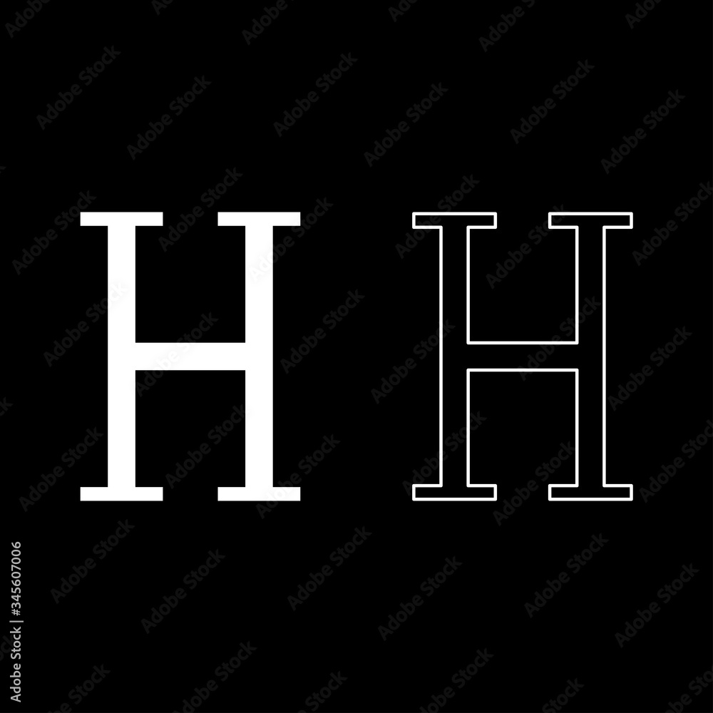 Eta greek symbol capital letter uppercase font icon outline set white ...