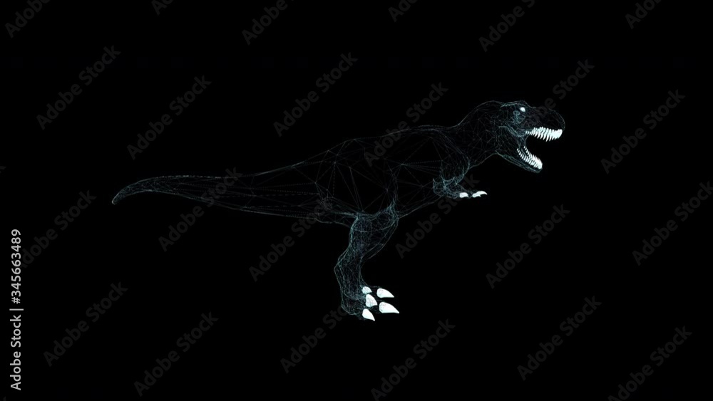 T-rex dinosaur Hologram Wireframe. Nice 3D Animation on a black ...
