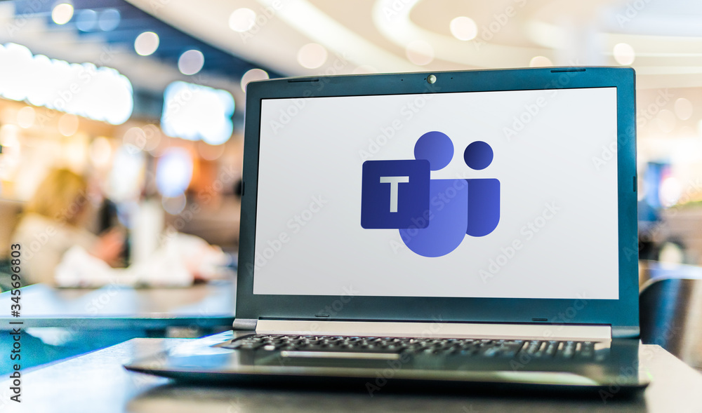 Laptop computer displaying logo of Microsoft Teams Stock Photo | Adobe ...